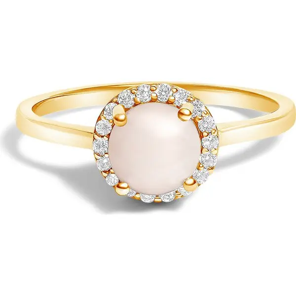 HAUS OF BRILLIANCE 10k Gold Gemstone And Diamond Halo Ring - Yellow | Pearl
